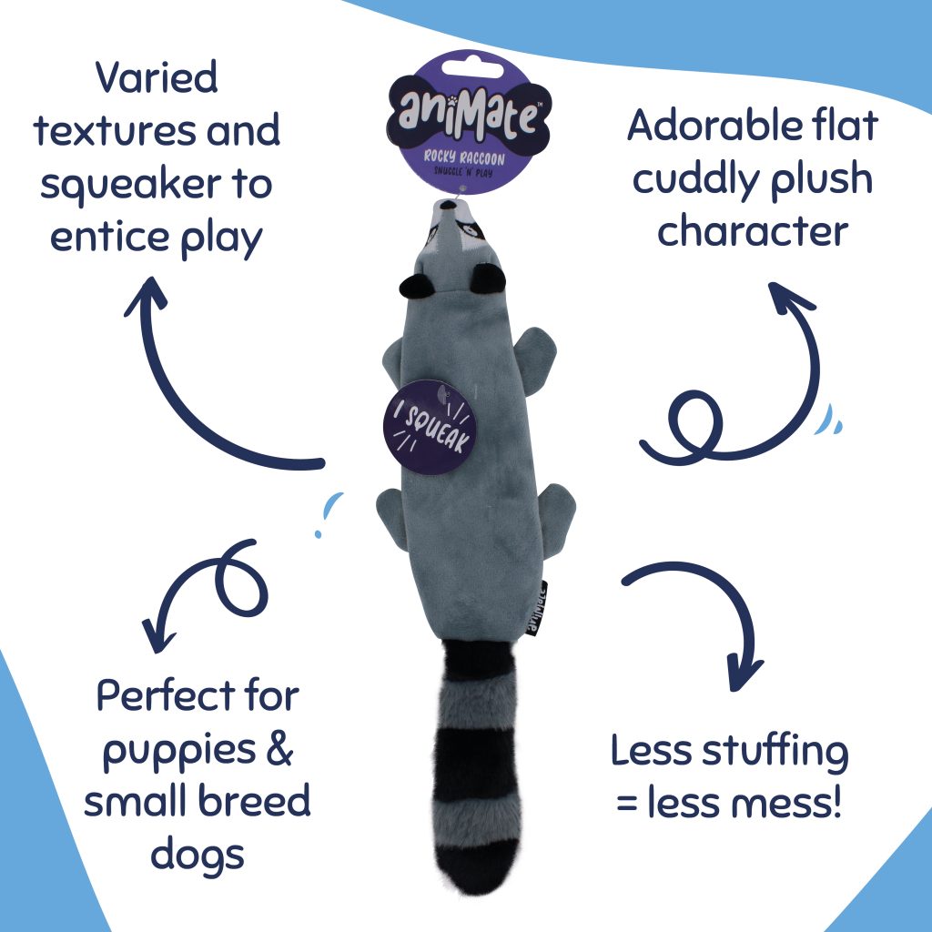 AniMate, Snuggle N' Play Rocky Raccoon Toy for Dogs - Pet Range