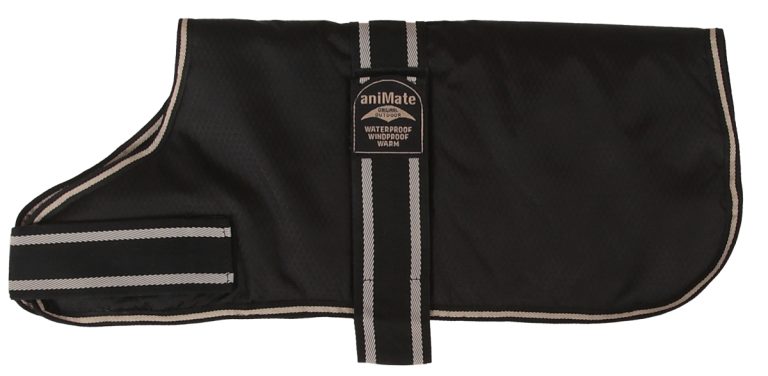 AniMate, Black Padded Waterproof Dog Coat - Pet Range AniMate, Black Padded Waterproof Dog Coat - Pet Range